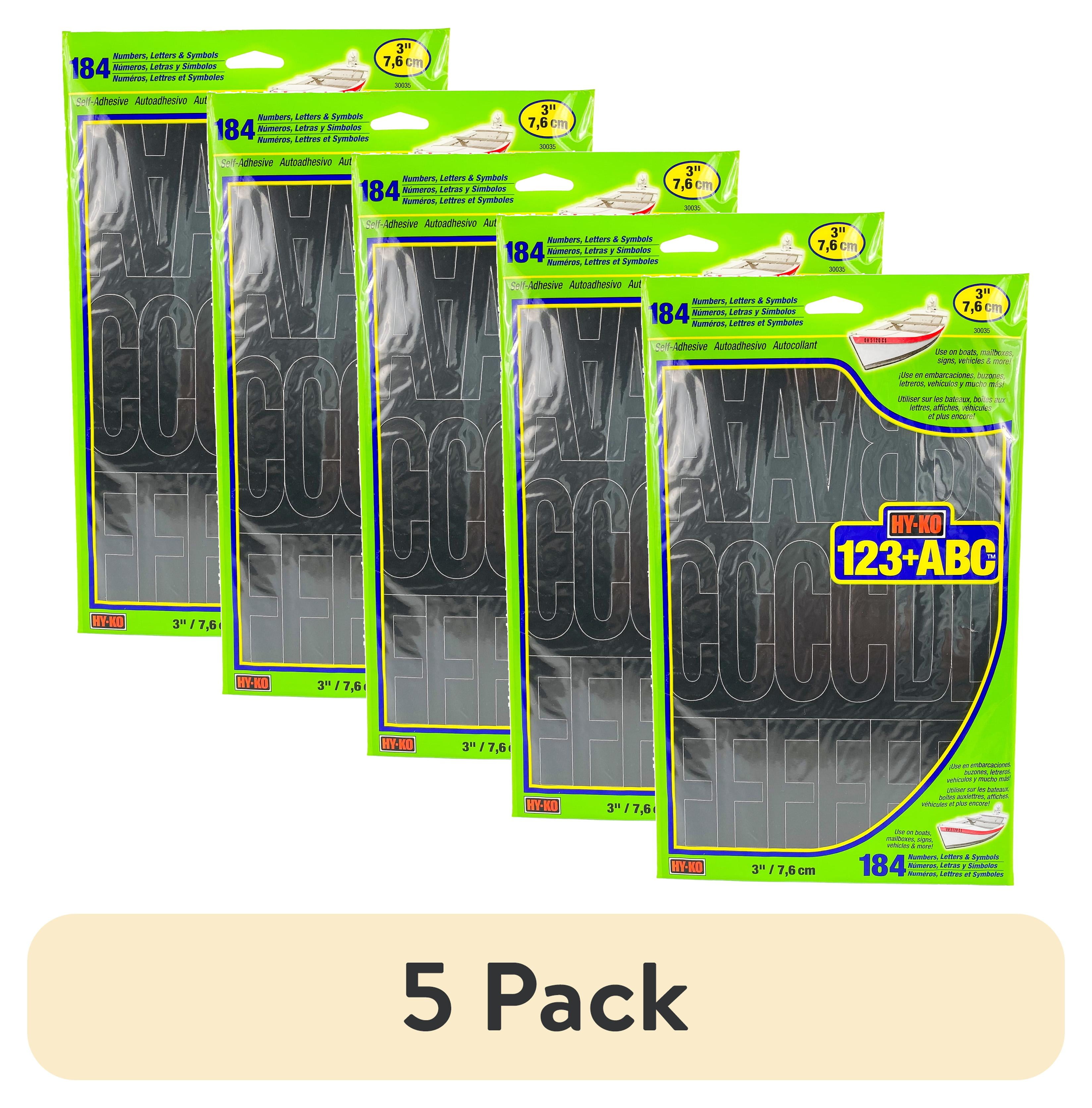(5 pack) Hy-Ko 3 Inch Vinyl Self-Adhesive Black Letters and Numbers Kit ...