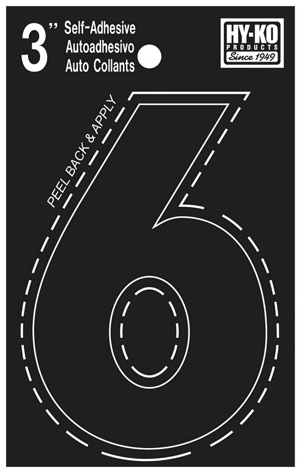 Hy-Ko 3" Vinyl Die-Cut Number 6 Boat Sticker, Black - Walmart Business ...