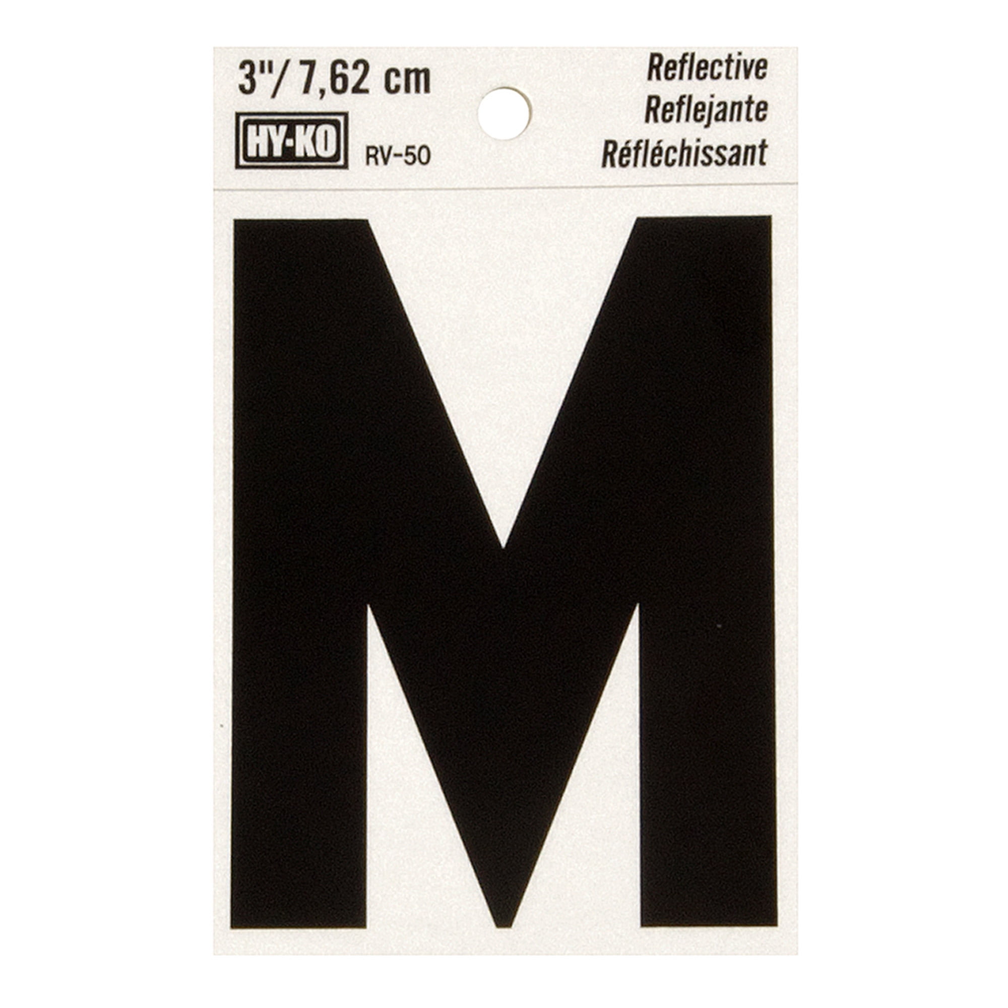 Hy-Ko 3 inch Reflective Vinyl Letter M, Self-Adhesive Weather-Resistant ...