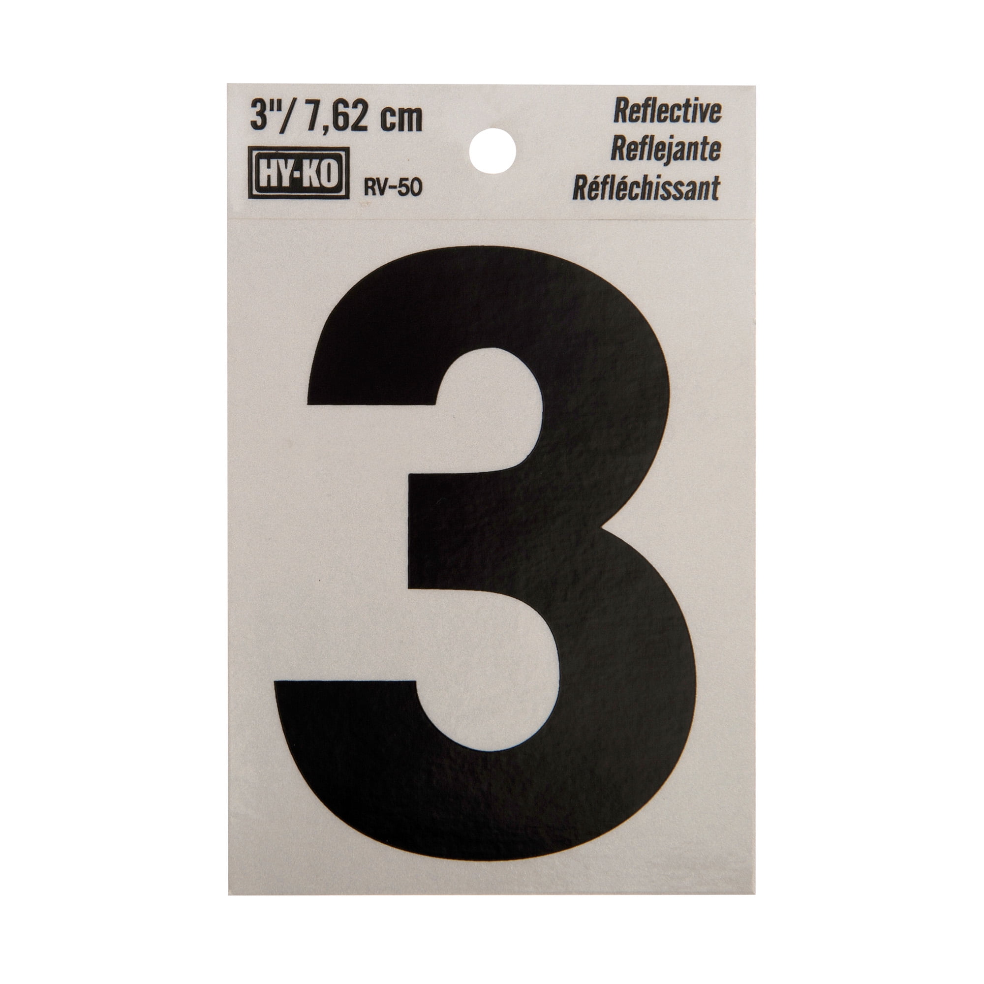 HY-KO 3" Reflective Vinyl Number 3 - Walmart.com