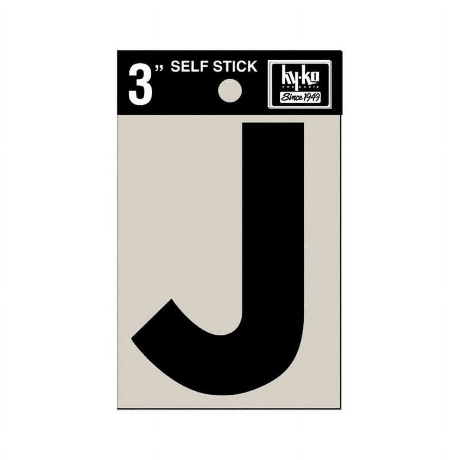 Hy-Ko 30420 Self-Stick Vinyl Die-Cut Letter J Sign, 3", Black, Each ...