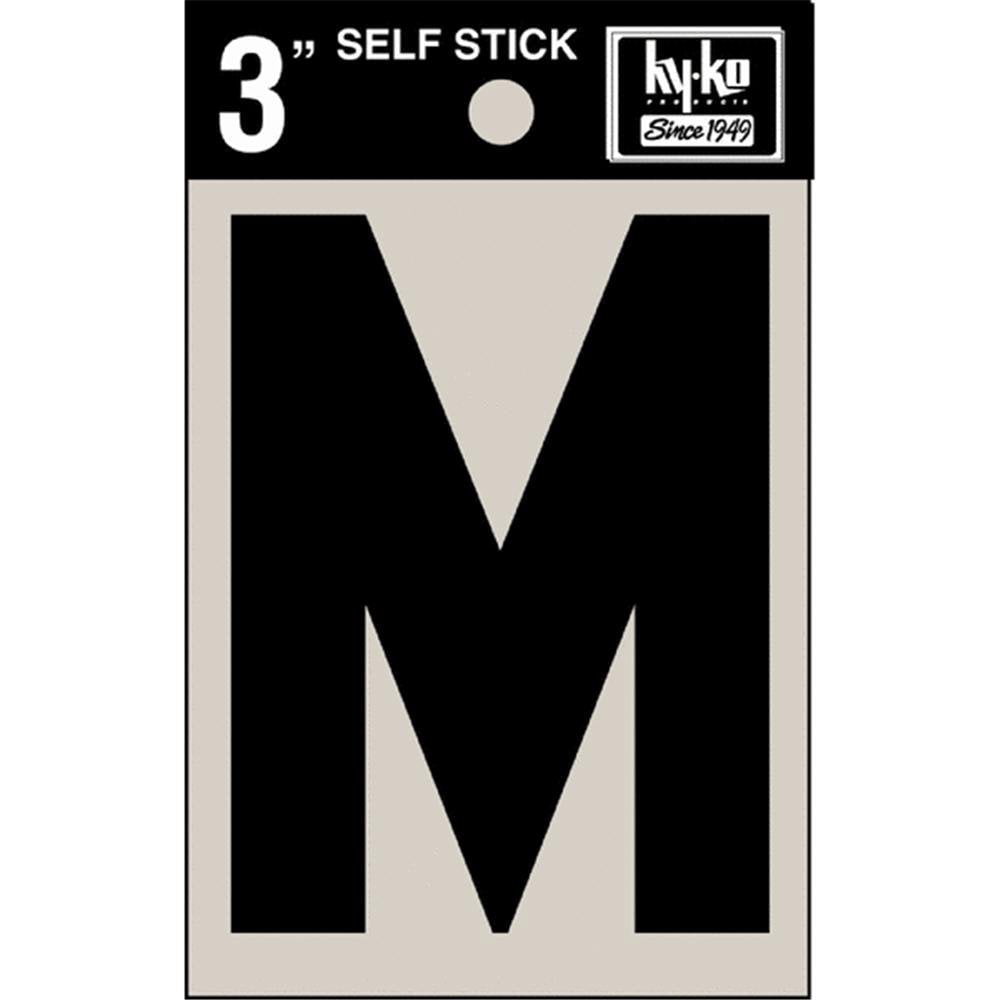 Hy-Ko 30423 Vinyl Letter M Black Self-Adhesive 3" - Walmart.com