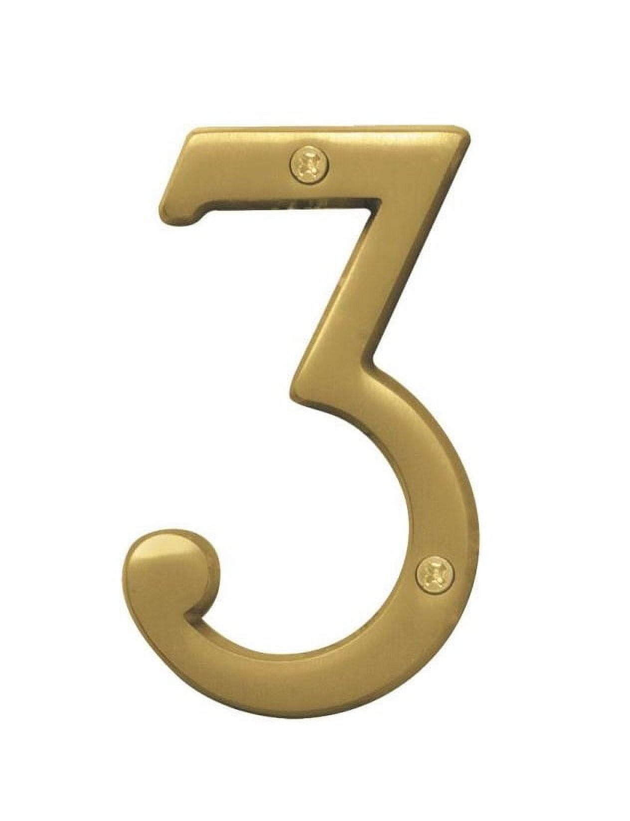 Hy-Ko 4 In. Brushed Brass Number 3 BR-43BB/3 - Walmart.com