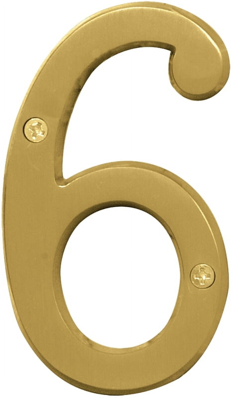 Hy-Ko Brass Address Number 6 Brushed - Weather-Resistant Metal - 4 In ...