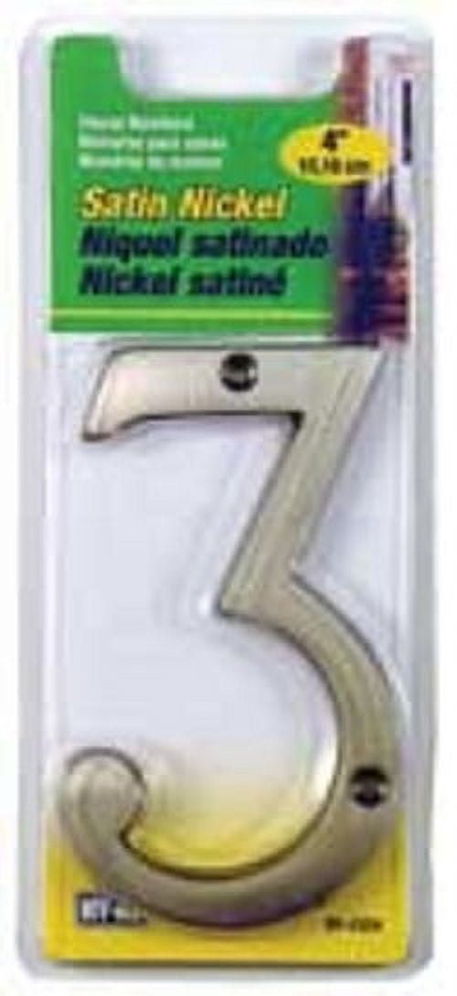 Hy-Ko 4 inch Satin Nickel House Number 3, Prestige Series, Includes ...