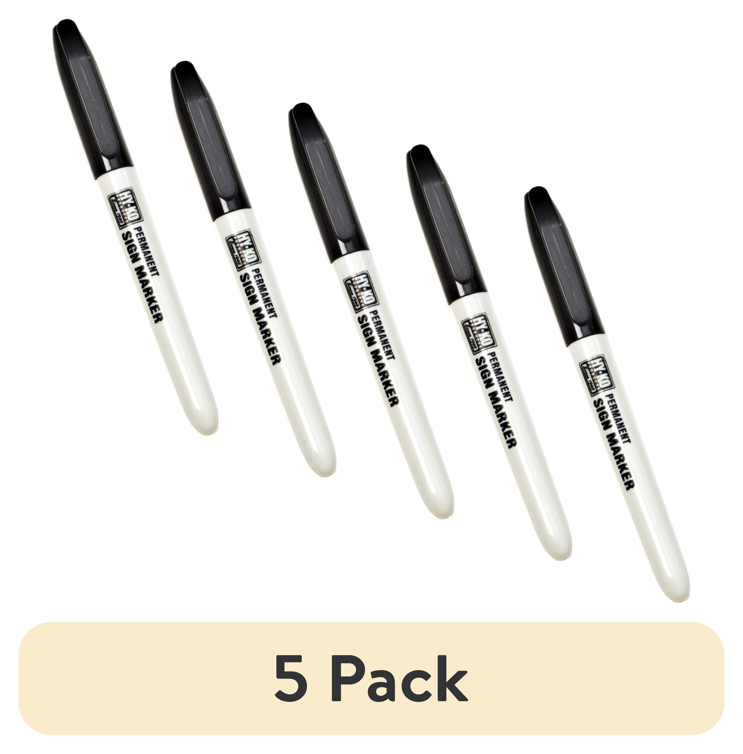 (5 pack) Hy-Ko 40622 Permanent Sign Marker, Black, Chisel Tip, Weather ...