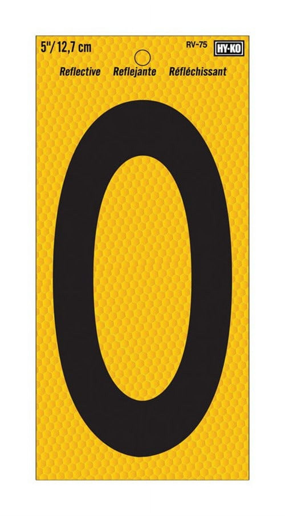 Hy-Ko 5 In. Yellow Reflective Number 0 RV-75/0 - Walmart Business Supplies