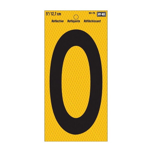 Hy-Ko 5 In. Yellow Reflective Number 0 RV-75/0 - Walmart Business Supplies