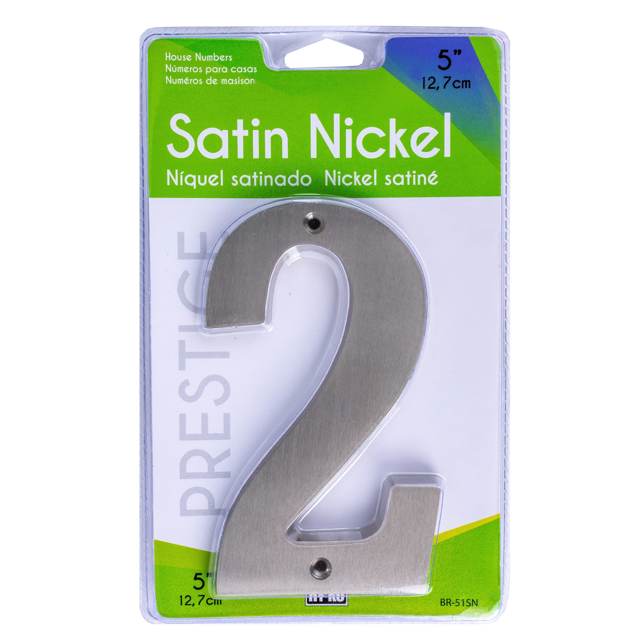 Hy-Ko 5" Satin Nickel House Number 2, Prestige Series, Solid Brass ...