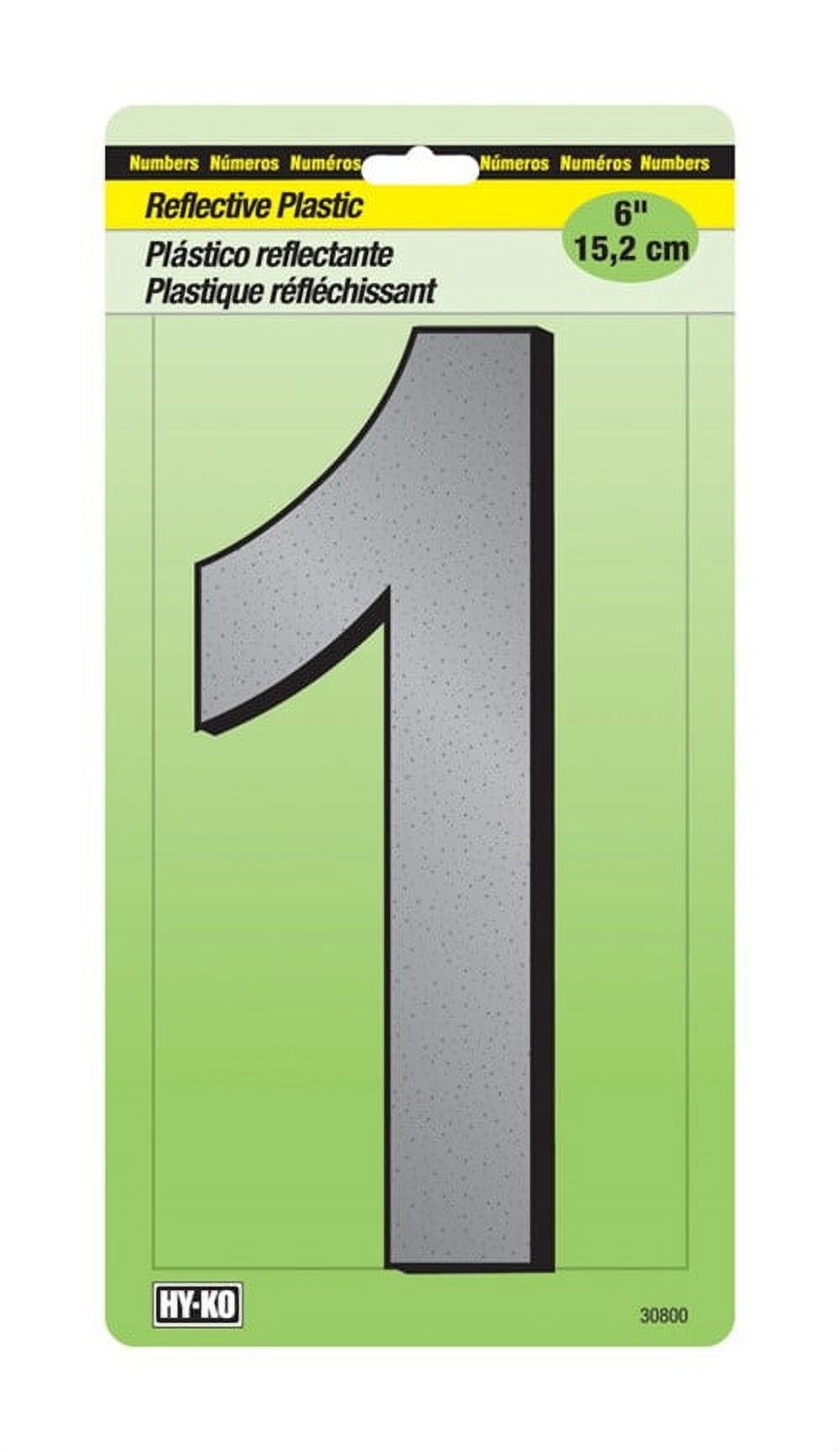Hy-Ko 6 In. Reflective Plastic Number 1 30801 - Walmart.com