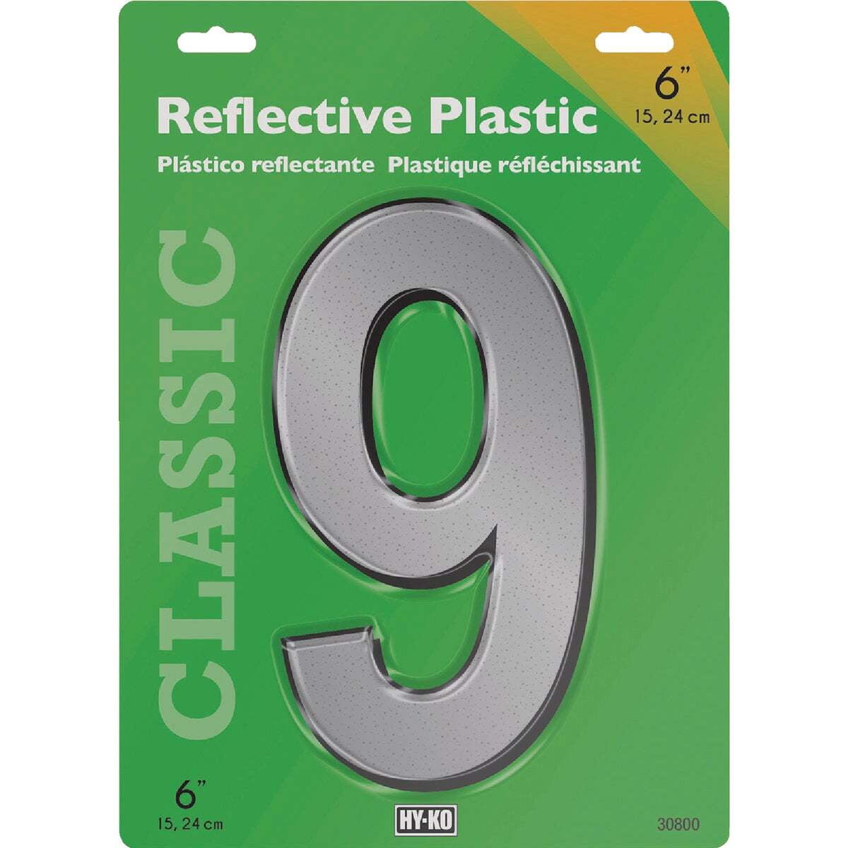 Hy-Ko Reflective Number Sign 30809 - Plastic, Black/Silver, 6 In ...