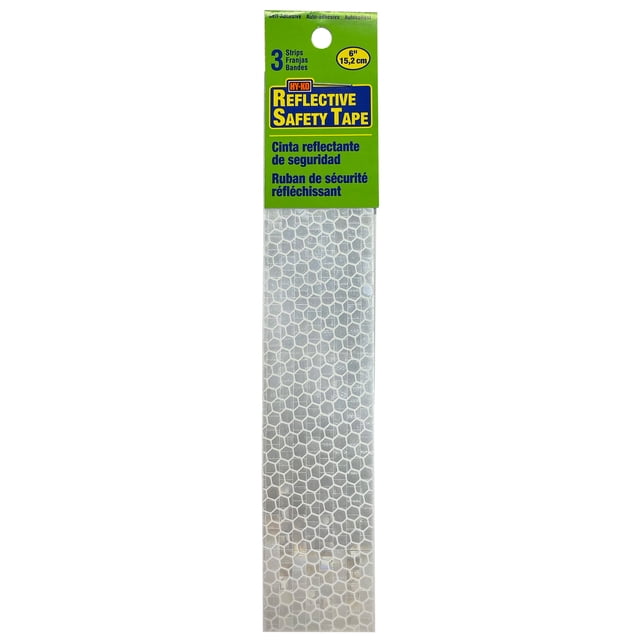 Hy-Ko 6-Inch White Reflective Safety Strips, Self-Adhesive Backing, 3 ...