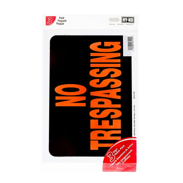 Hy Ko 9 X 12 Plastic No Trespassing Property Sign Value Pack