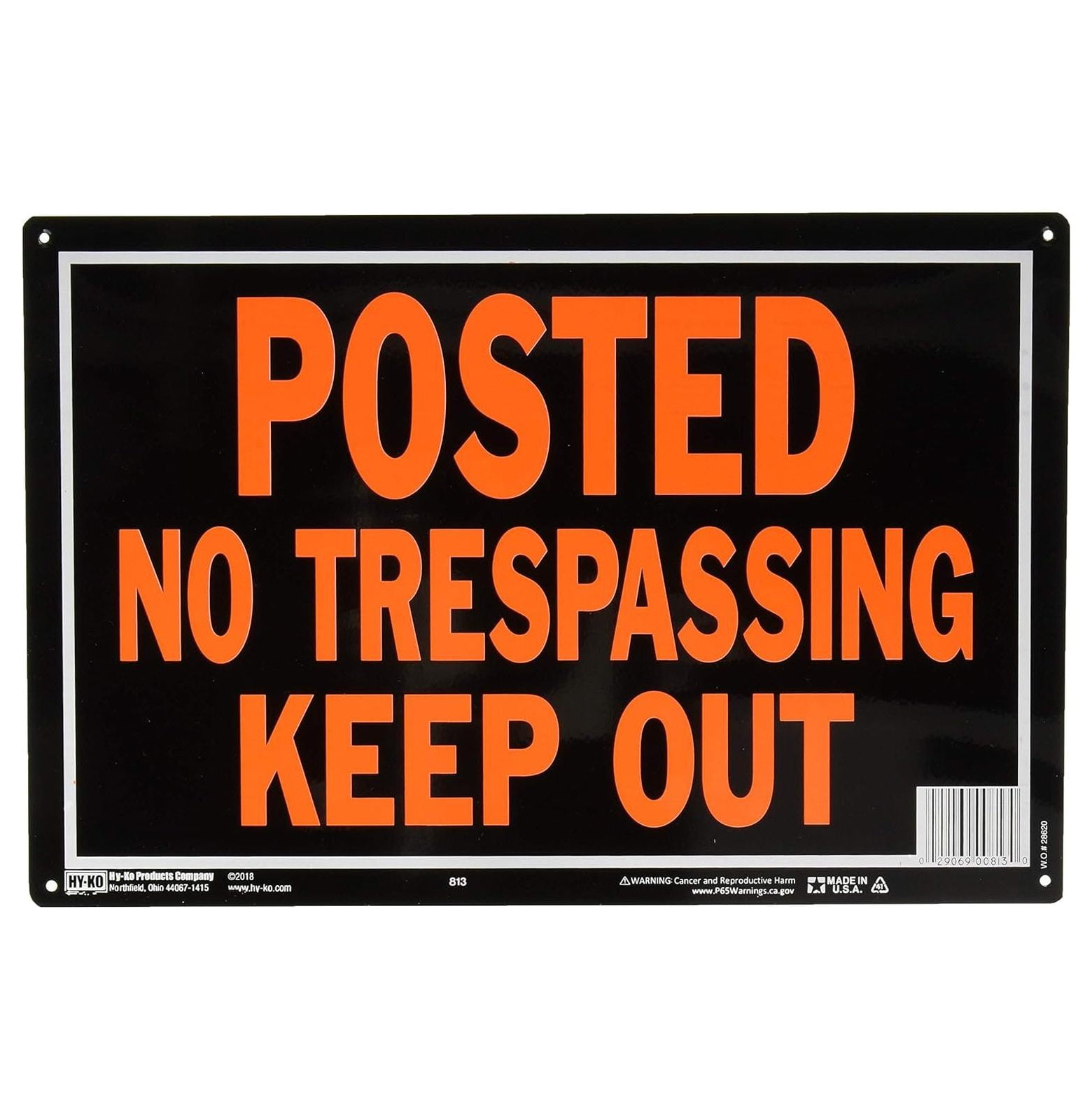 Hy Ko Aluminum Sign No Trespassing Property Sign Pack Of 12