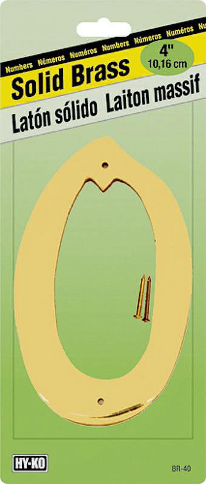 Hy-Ko BR-40/0 4 Inch Solid Brass House Number Number 0, Polished High ...