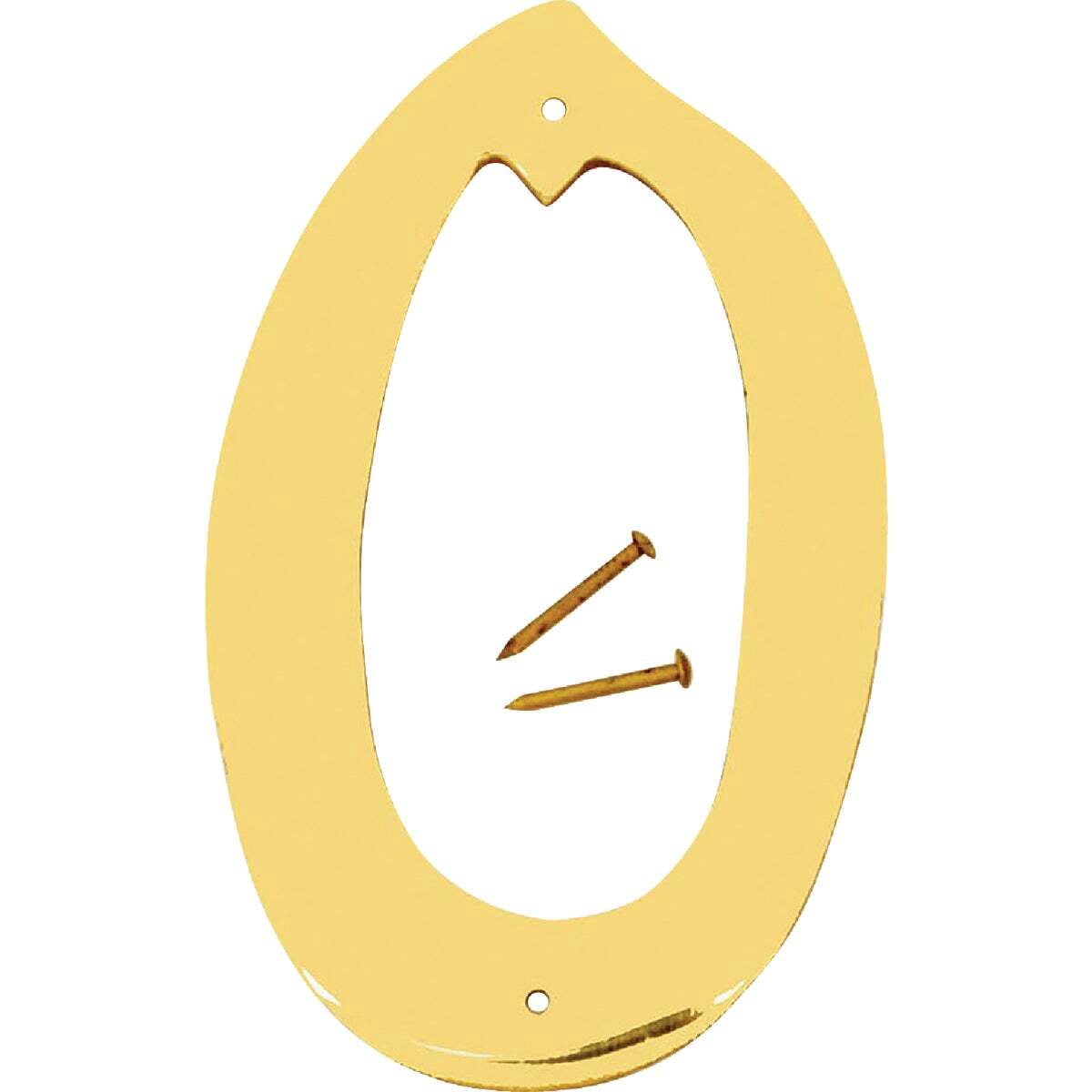 Hy-Ko BR-40/0 4 Inch Solid Brass House Number Number 0, Polished High ...