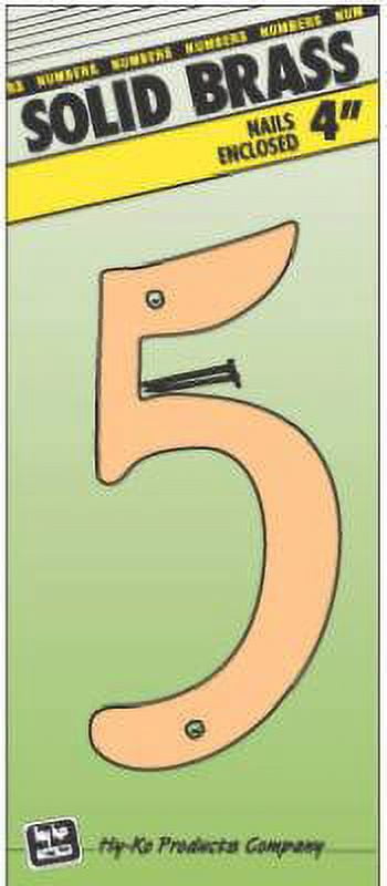 Hy-Ko BR-40/5 Solid Brass Decorative House Number 5 with Nails, 4 ...
