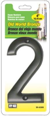 Hy-Ko BR-42OWB/2 Prestige series House Number 2 Sign, 4", Bronze Finish ...