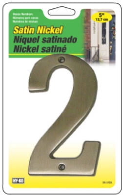 Hy-Ko BR-51SN/2 Prestige Series House Number 2 Sign, 5", Satin Nickel ...