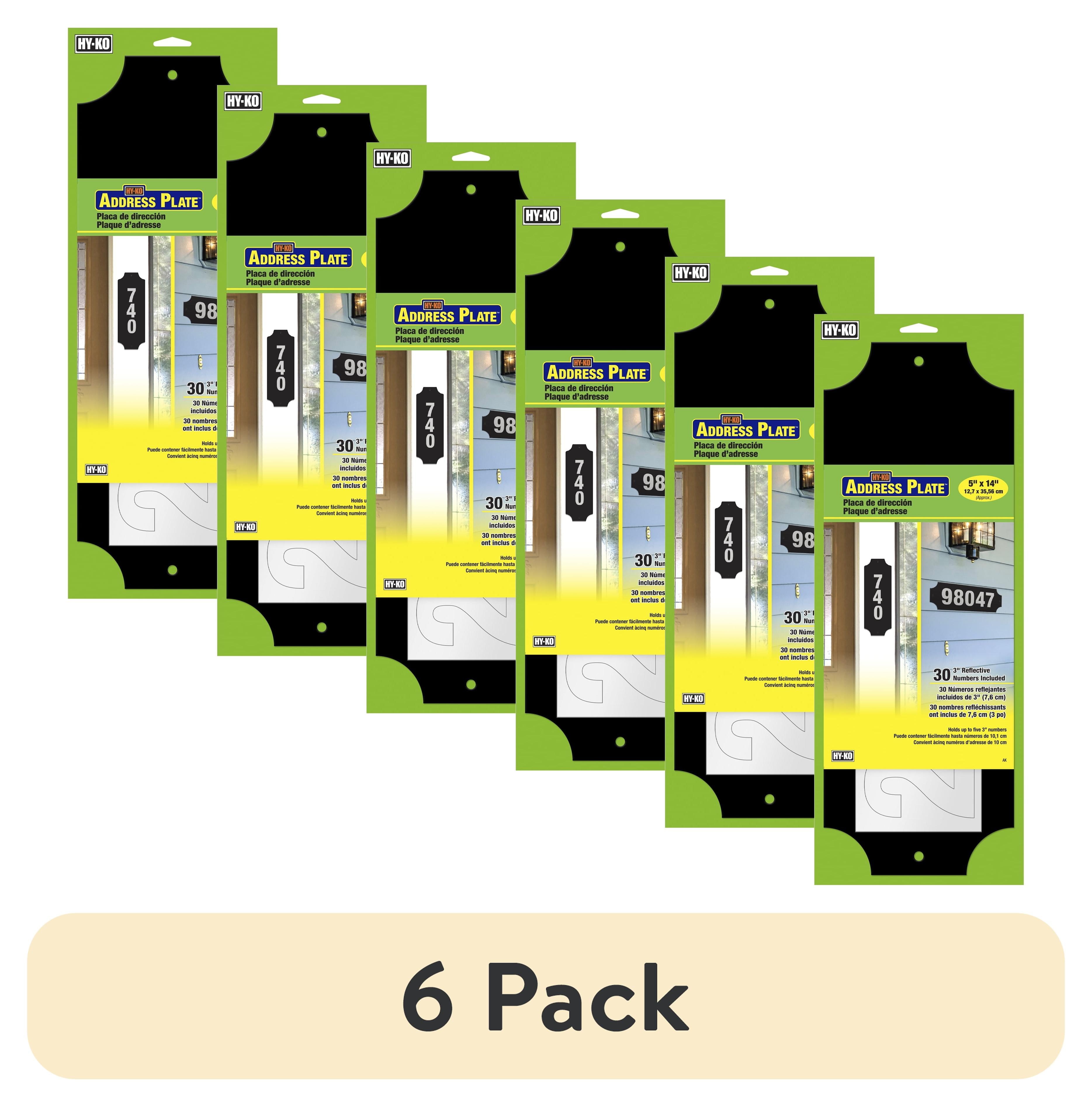 (6 pack) Hy-Ko Black Plastic House Number Plate Kit, 30 Reflective ...