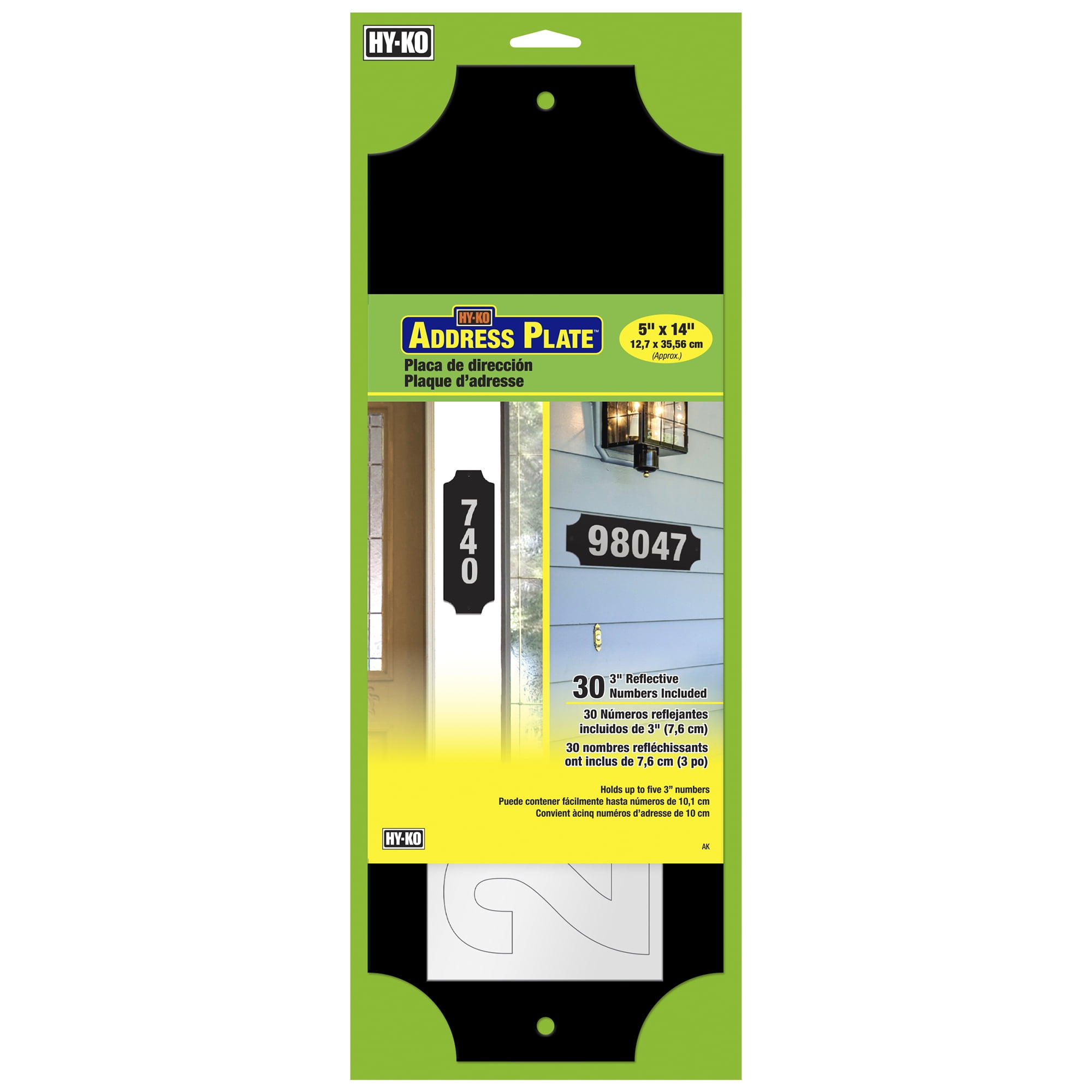 Hy-Ko Black Plastic House Number Plate Kit, 30 Reflective Numbers, 1 ...