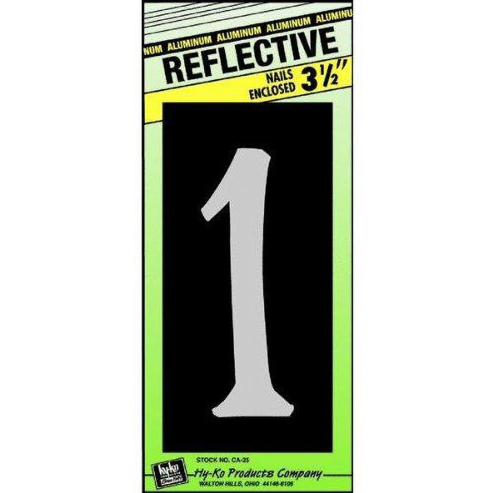 Hy-Ko CA-25/1 Reflective Aluminum House Number 1 Sign, 3-1/2", Each ...