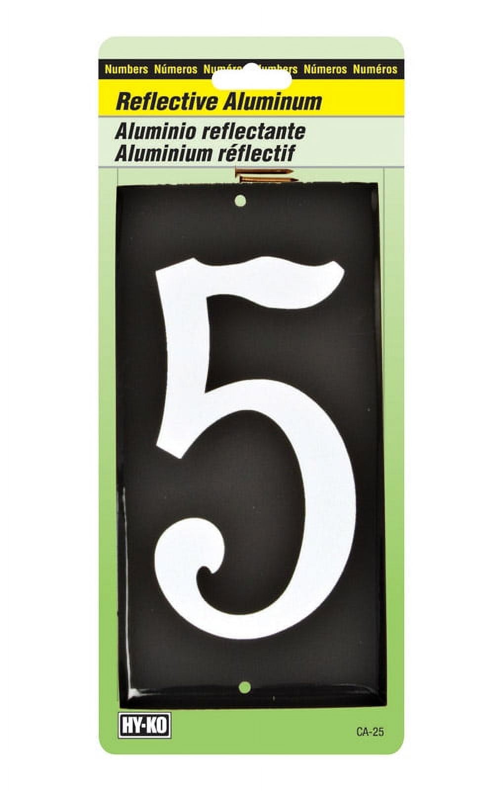 Hy-Ko CA-25/5 Reflective Colonial House Number, 5, 3-1/2", Aluminum ...