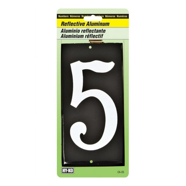 Hy-Ko CA-25/5 Reflective Colonial House Number, 5, 3-1/2", Aluminum ...