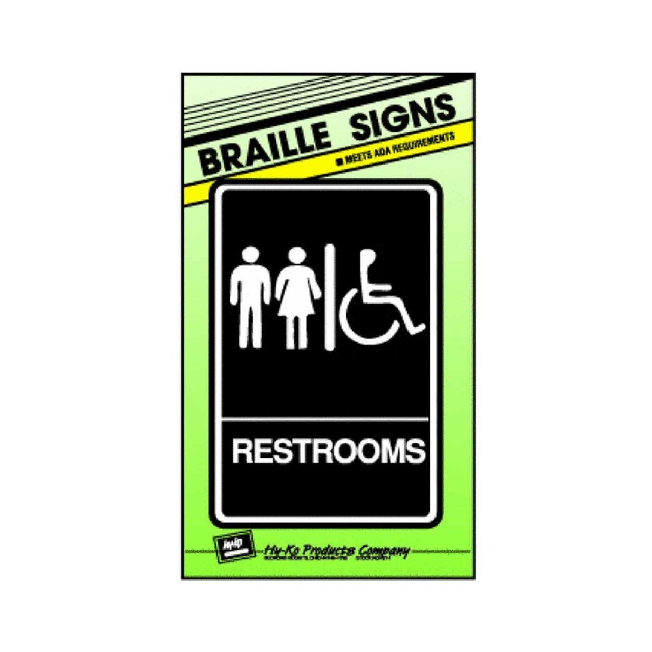 Hy-Ko DB-5 Heavy Duty Plastic Restroom Sign, Grade 2 Braille, 6" x 9 ...