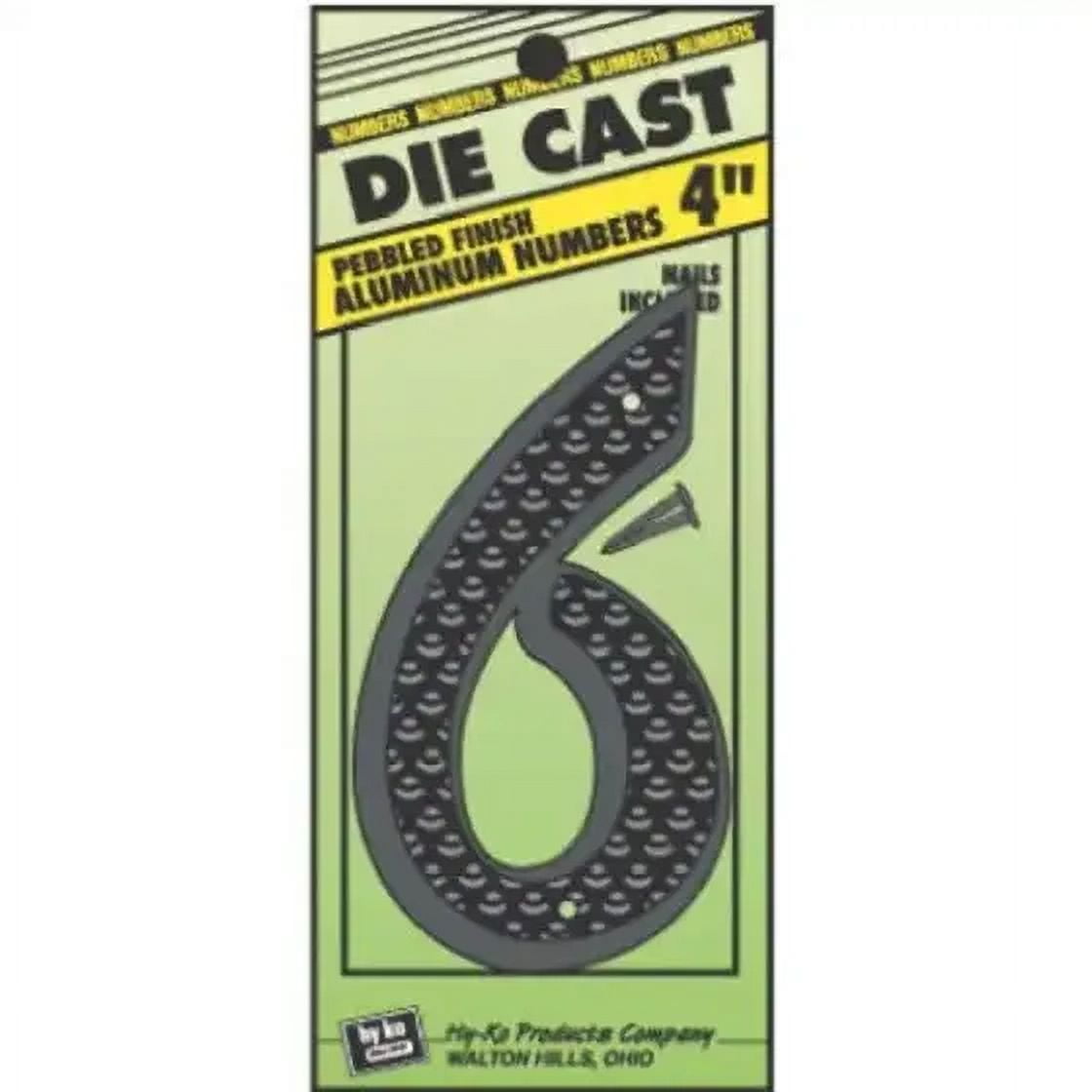 Hy Ko DC-4/6 4 Inch Black Pebbled Aluminum House Number 6, Each ...