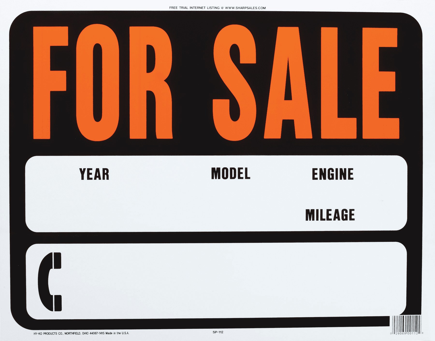 Hy-Ko Heavy Duty Fluorescent Sign - Pack of 2 — Residential Use ...