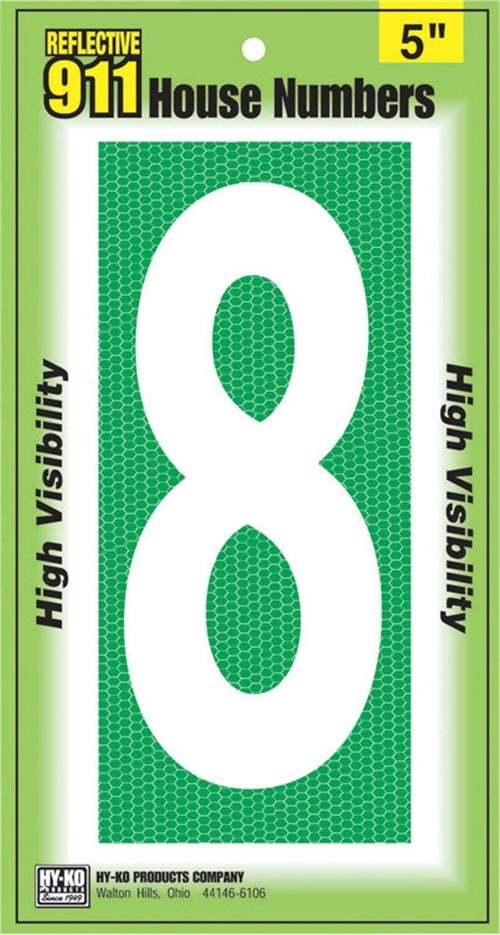 Hy-Ko House Number Reflective Green Background W/ White Reflective Font ...