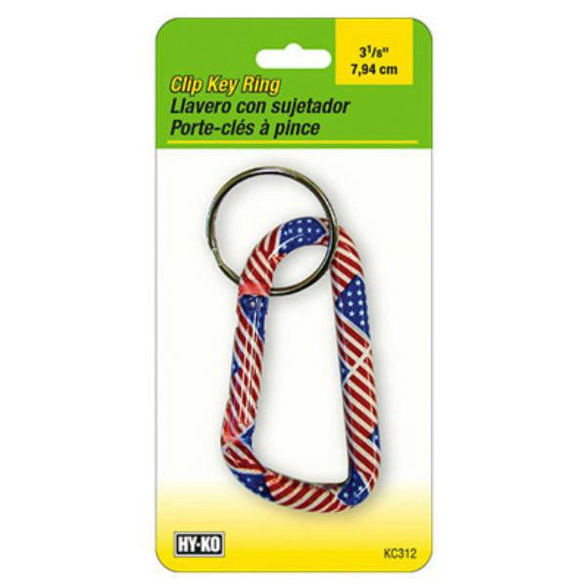 Hy-Ko KC312 Large Flag Carabineer Clip Key Ring, 3-1/8", Pack of 5 ...