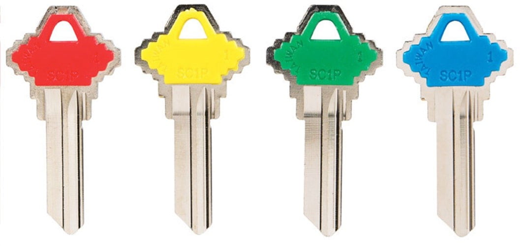 Hy-Ko Key Blank Cylinder Mixed Color Head Ez# Sc1 Single Sided 5 Pc ...