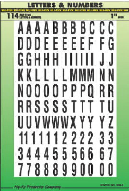 Hy-Ko MM-6 Self-Stick Letters & Numbers Assortment, 1", Black On White, Pack of 10 - Walmart.com