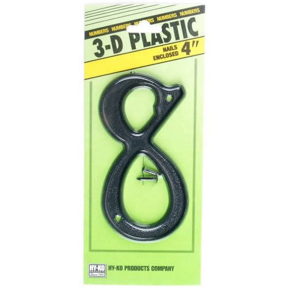 Hy-Ko PN-29/8 3-D Plastic House Number 8 Sign with Nails, 4", Black ...