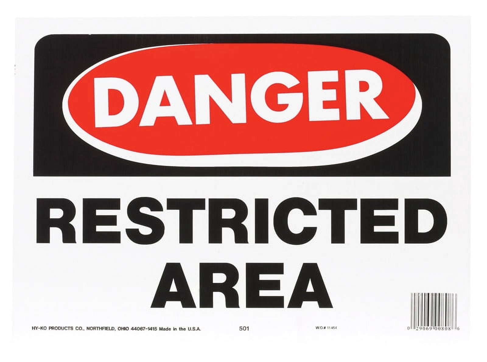HY-KO PROD Restrict Area Sign, 10" x 14" 501 - Walmart Business Supplies
