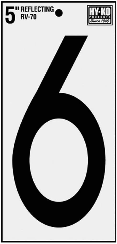 Hy-Ko Prod 5 in Vinyl Reflective Number 6 - Walmart Business Supplies