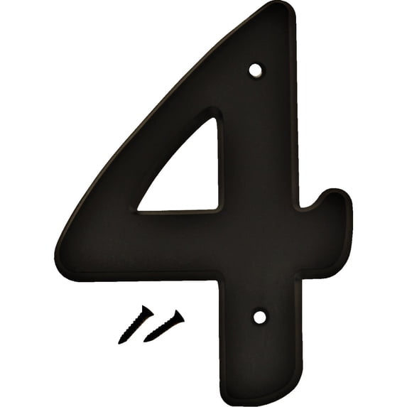 Hy-Ko Products 30204 Plastic House Number 4 FOUR 6" High, Black, 1 ...