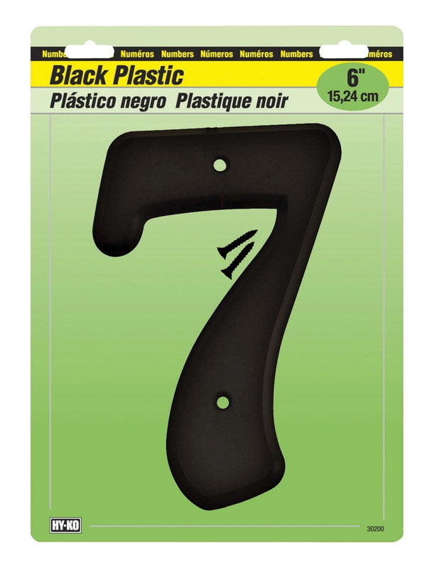 Hy-Ko Products 30207 Plastic House Number 7 SEVEN 6" High, Black, 1 ...