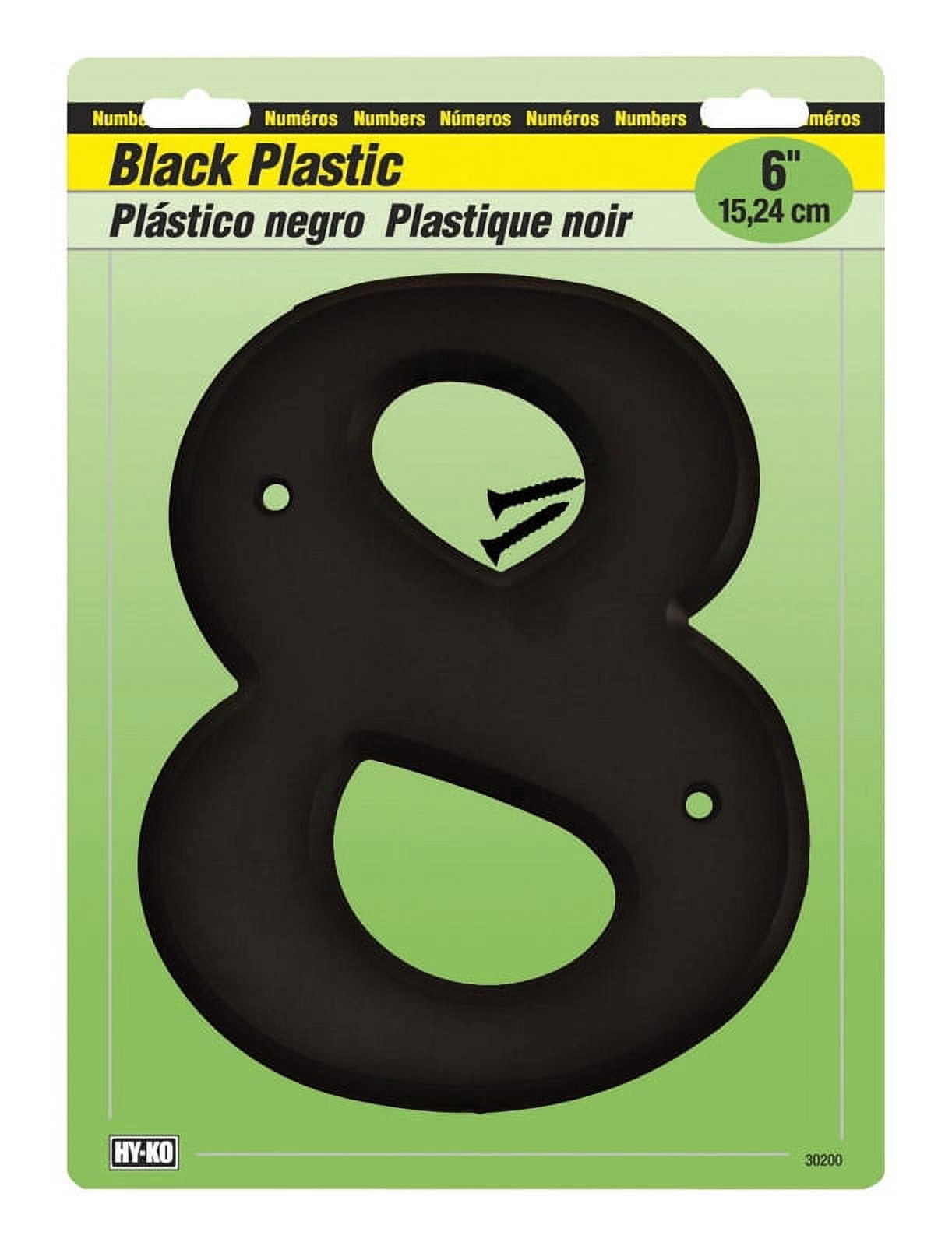 Hy-Ko Products 30208 Plastic House Number 8 EIGHT 6" High, Black, 1 ...