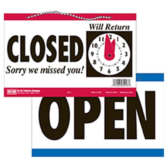 Hy-Ko Products CL-1 5.75 x 11 in. Open & Closed Clock Sign White and ...