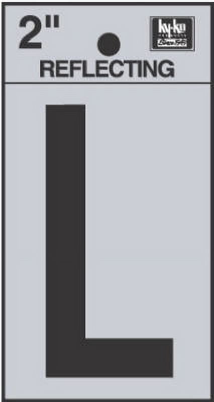 Hy-Ko RV-25/L Reflective Adhesive Vinyl Letter L Sign, 2", Black/Silver ...