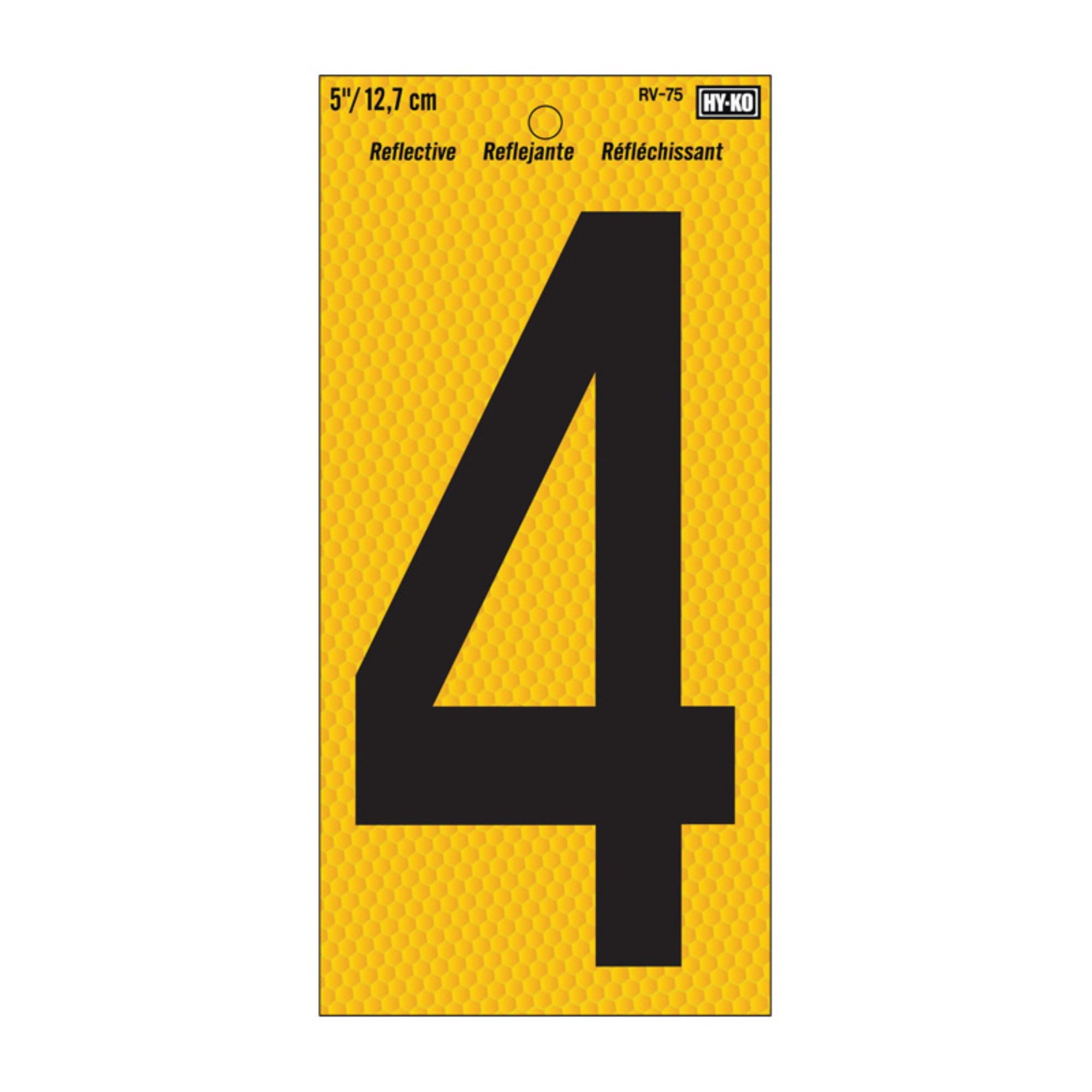 Hy-Ko Reflective Vinyl House Number 4 RV-75/4 - Self-Stick, Weather ...