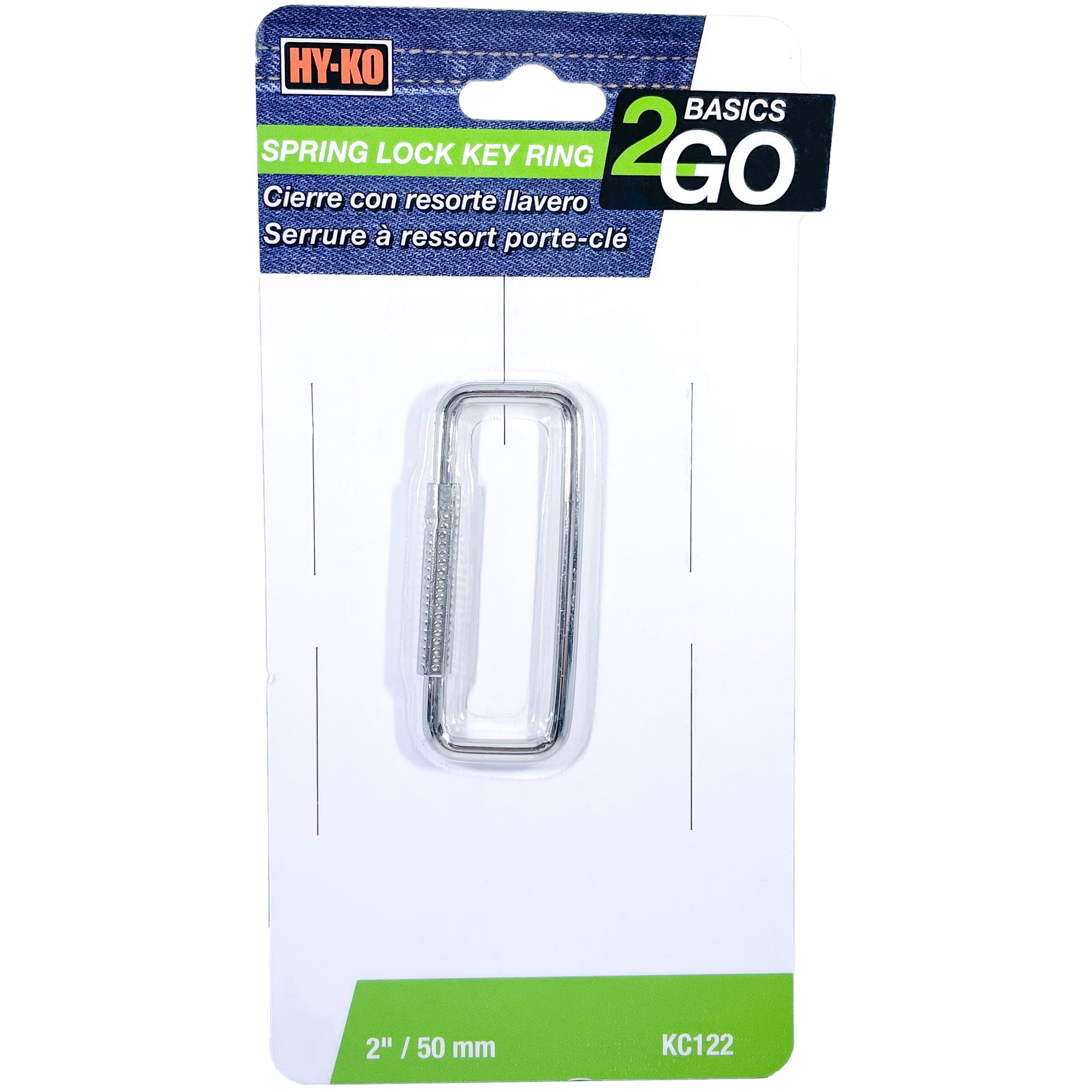 Hy-Ko Spring Lock Compact Steel Keychain, Rectangular, 2.75 x 5.5 ...