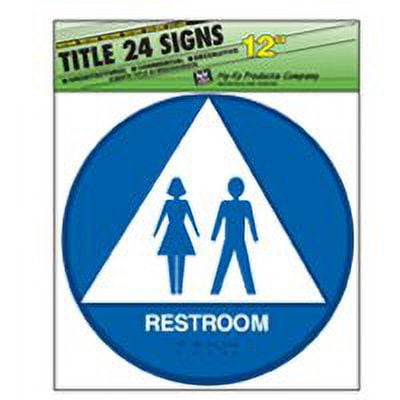 HY-KO T-24U Graphic Sign, Round, Triangle, REST ROOM, White Legend ...