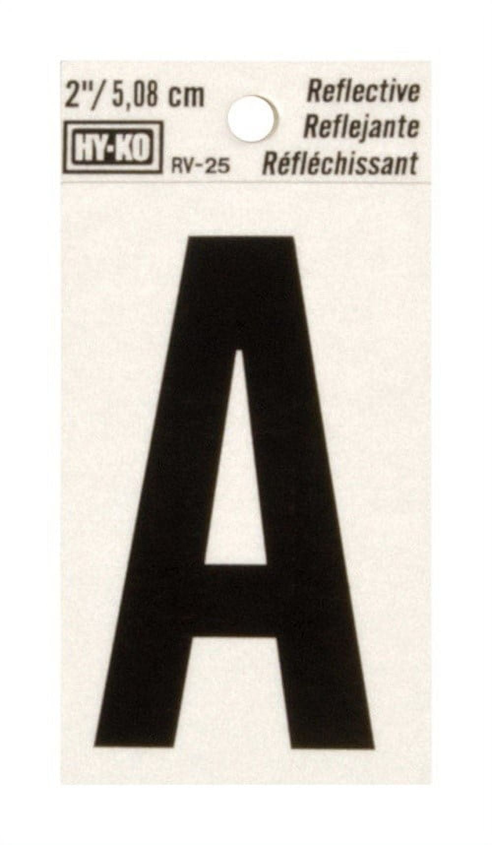 Hy-Ko Vinyl Letter Reflective A Black White Self-Adhesive 2" Pack of 10 ...