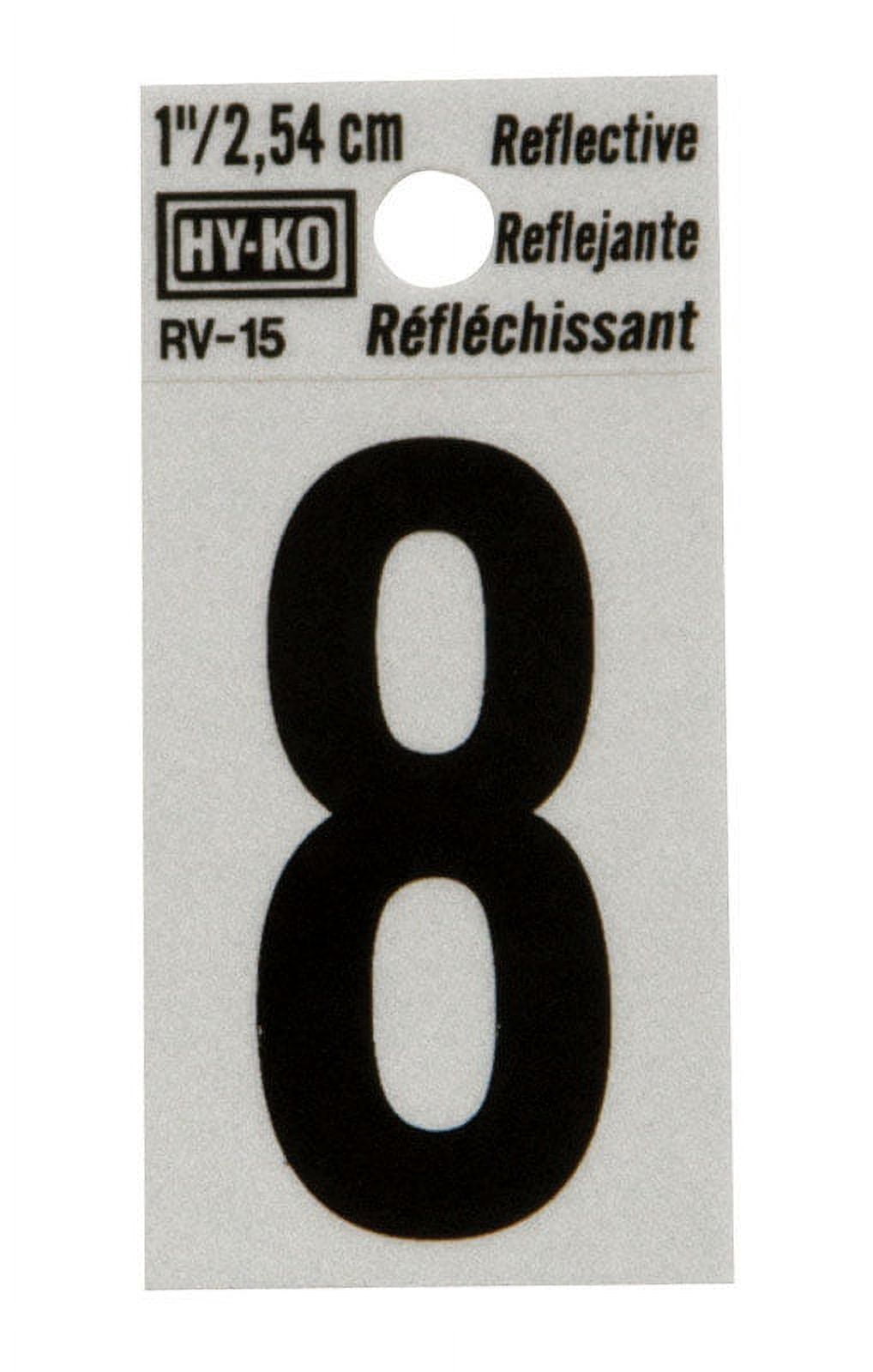 Hy-Ko Vinyl Number Reflective 8 Black 1-1/4" Pack of 10 - Walmart.com