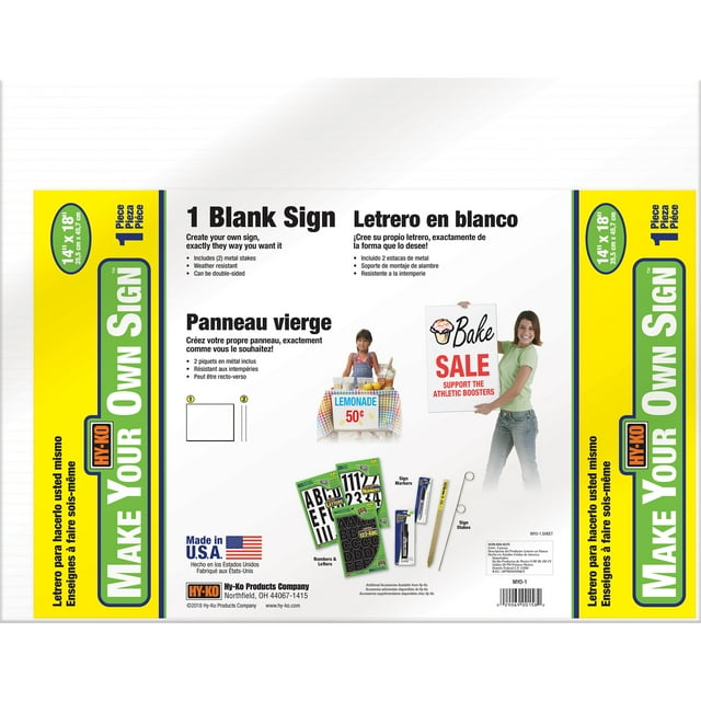 Hy-Ko White Make Your Own Sign Jumbo 14" x 18" - Walmart.com