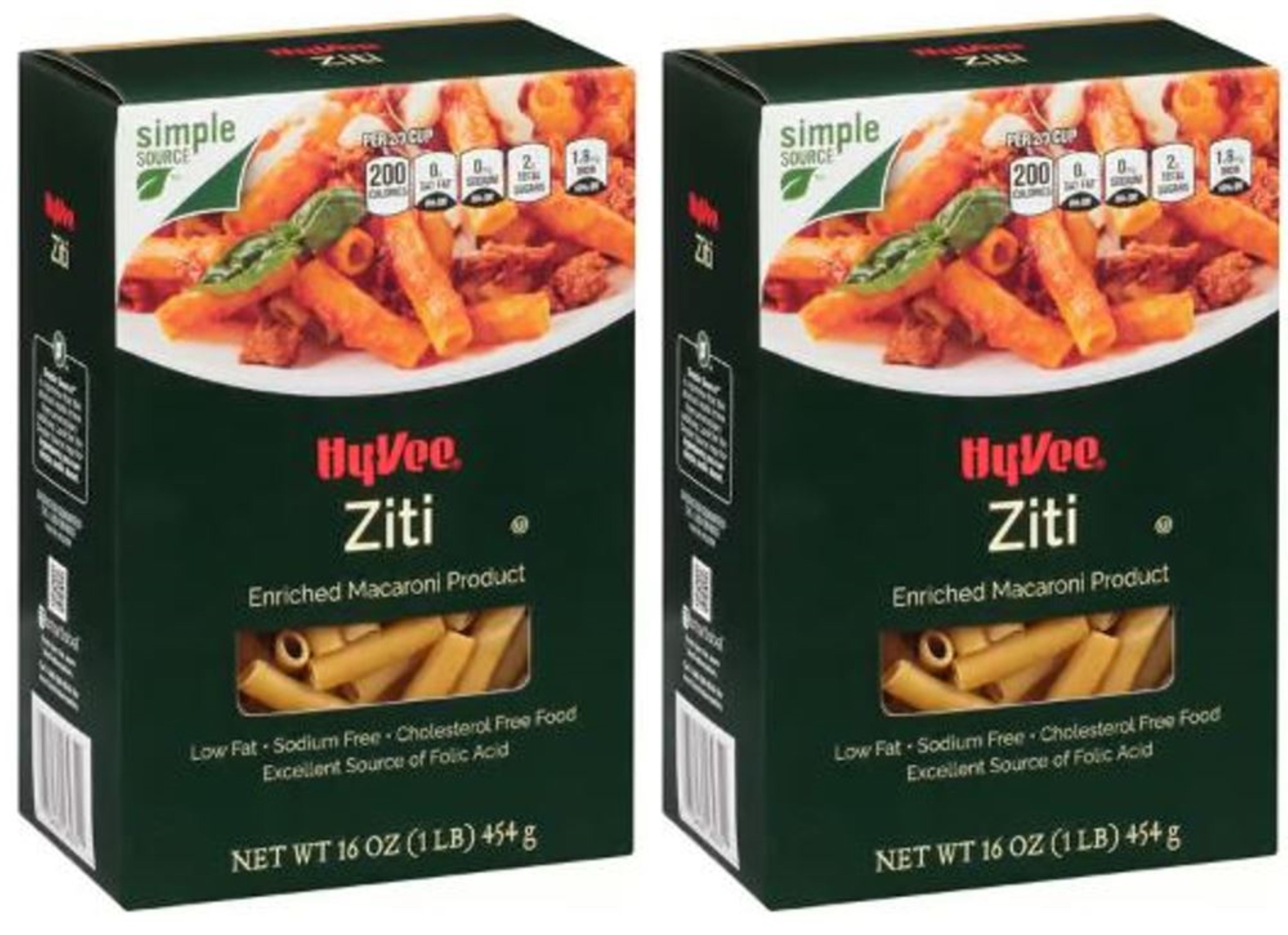 Hy-Vee Ziti Enriched Macaroni Product Pasta, 16 oz, Pack of 2 - Walmart.com